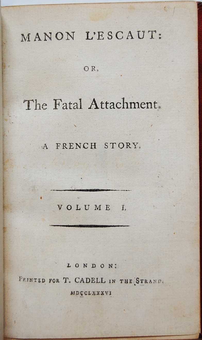 Charlotte Smith’s ‘Manon L’Escaut’ Now at the Chawton House Library ...